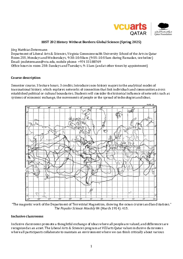 (PDF) HIST 202 History Without Borders: Global Science (Spring 2025)