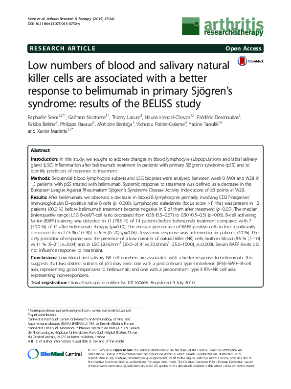 (PDF) Low numbers of blood and salivary natural killer cells are ...