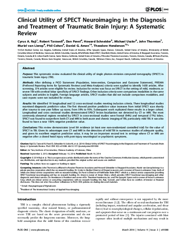 (PDF) SPECT Neuroimaging in Traumatic Brain Injury