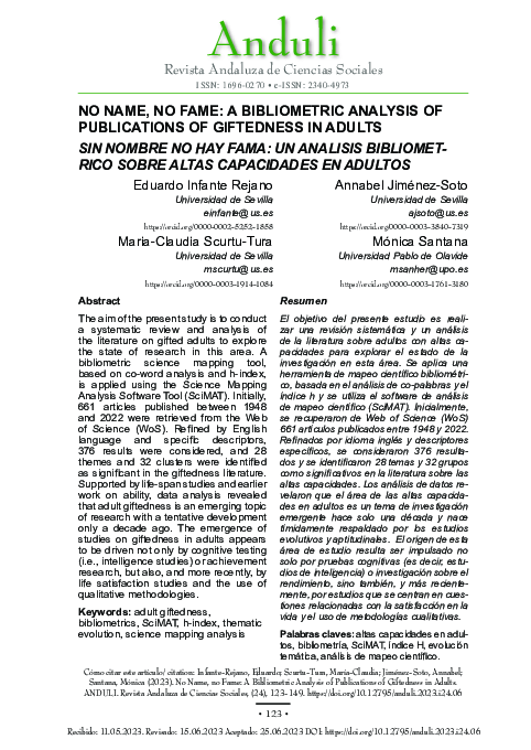 (PDF) NO NAME, NO FAME: A BIBLIOMETRIC ANALYSIS OF PUBLICATIONS OF ...