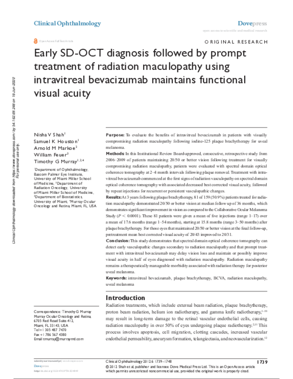 (PDF) Early SD-OCT diagnosis followed by prompt treatment of radiation ...