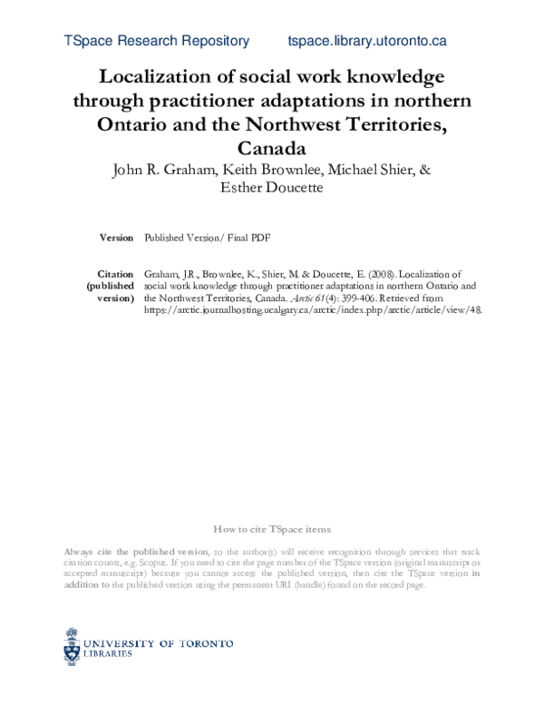 (PDF) Localization of Social Work Knowledge through Practitioner ...