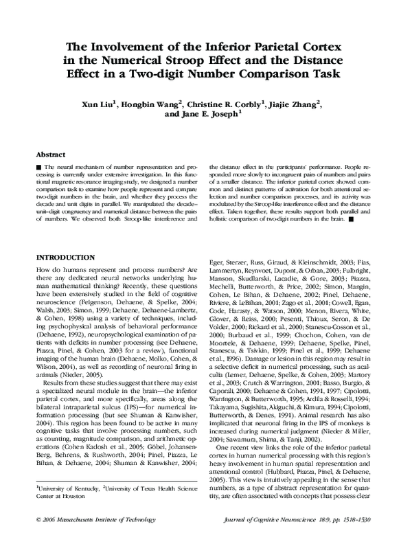 (PDF) The Involvement of the Inferior Parietal Cortex in the Numerical ...