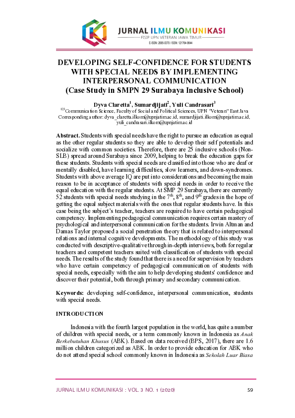 (PDF) Developing Self-Confidence for Students with Special Needs by ...