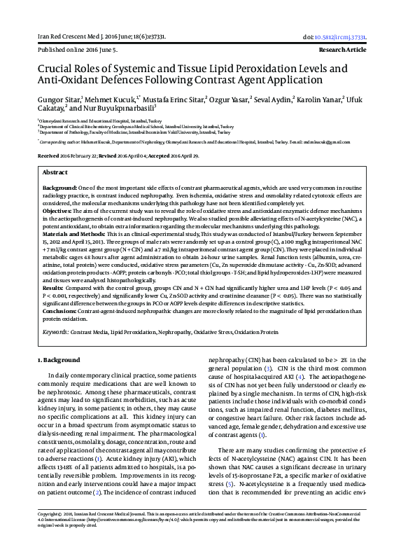 (PDF) Crucial Roles of Systemic and Tissue Lipid Peroxidation Levels ...