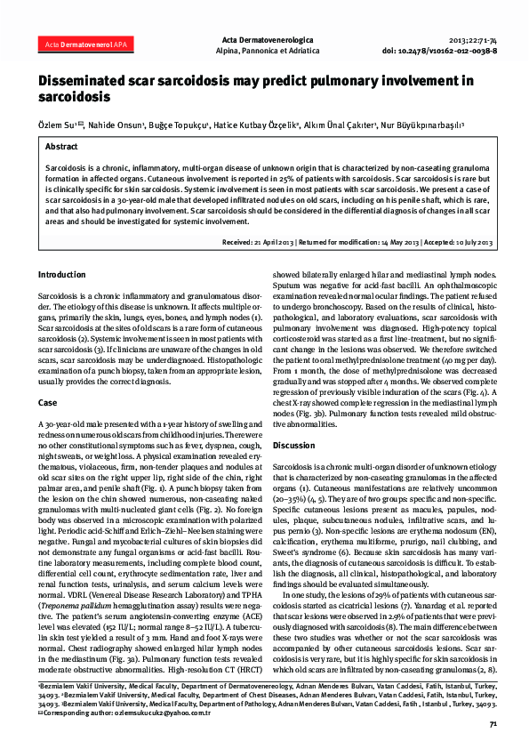 (PDF) Disseminated scar sarcoidosis may predict pulmonary involvement ...