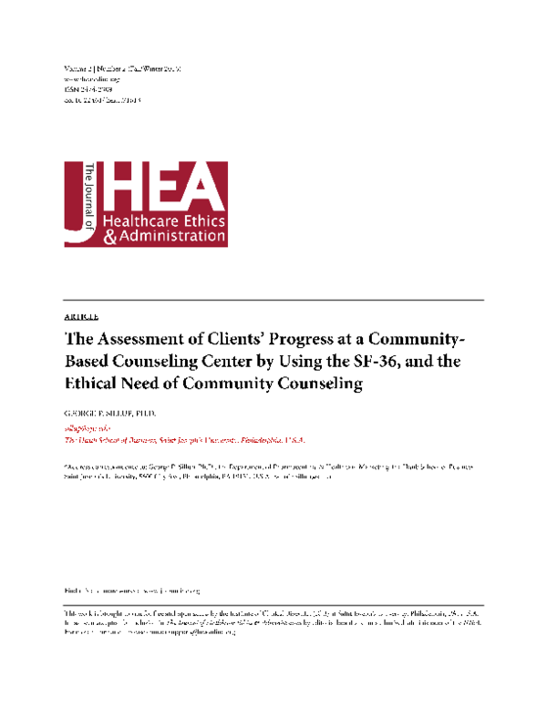 (PDF) The Assessment of Clients’ Progress at a Community-Based ...