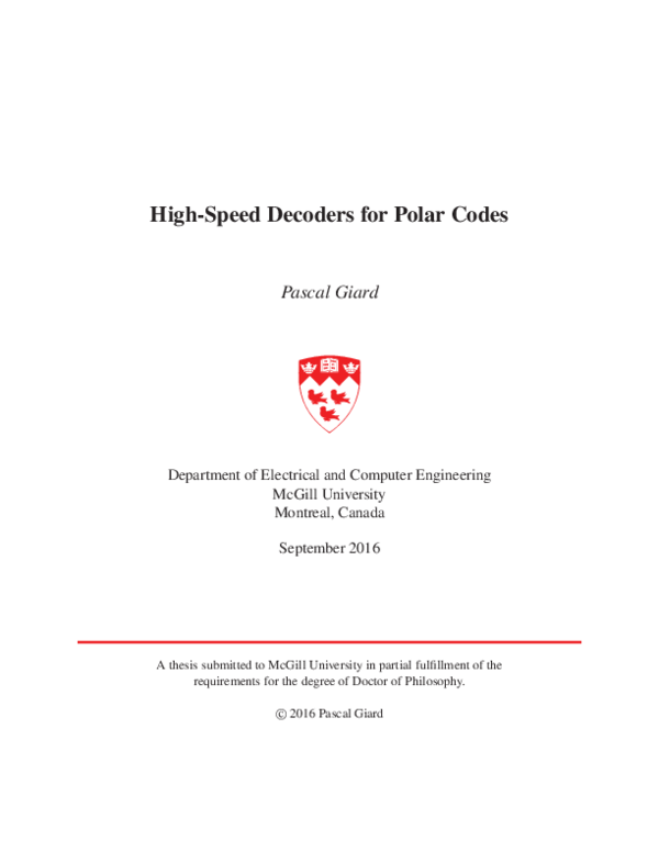 (PDF) High-Speed Decoders for Polar Codes