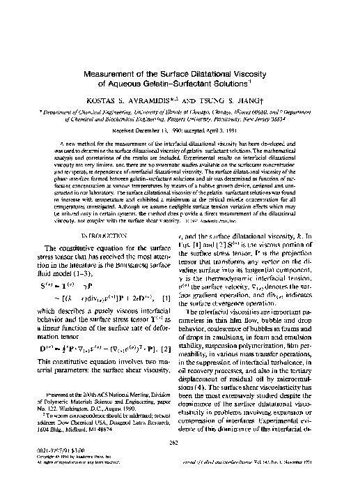 (PDF) Measurement of the surface dilatational viscosity