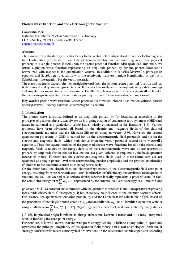(PDF) Photon wave function and the electromagnetic vacuum