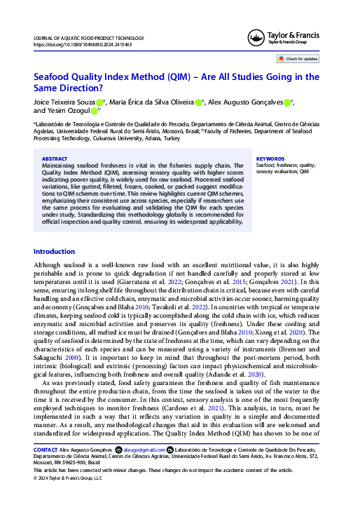 (PDF) Seafood Quality Index Method QIM Are All Studies Going in the ...