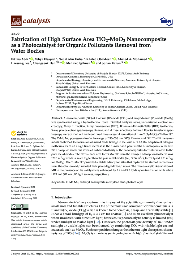 (PDF) Fabrication of High Surface Area TiO2-MoO3 Nanocomposite as a ...