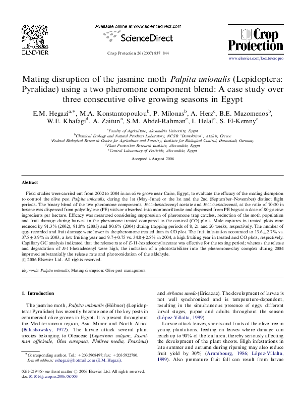 (PDF) Mating disruption of the jasmine moth Palpita unionalis ...