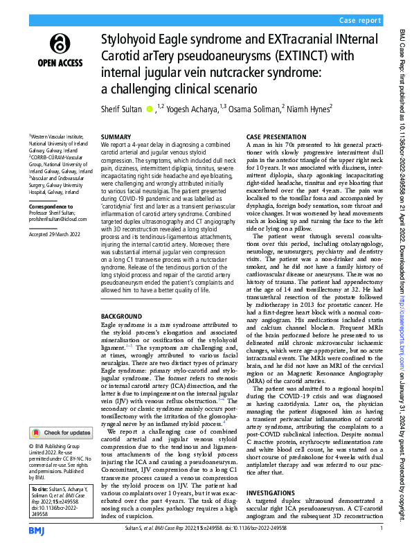 (PDF) Stylohyoid Eagle syndrome and EXTracranial INternal Carotid ...