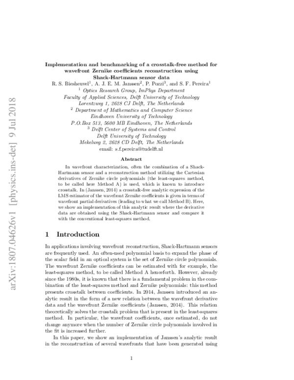 (PDF) Implementation and benchmarking of a crosstalk-free method for wavefront Zernike ...