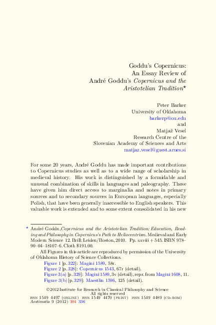 (PDF) Goddu’s Copernicus: An Essay Review of André Goddu’s Copernicus ...