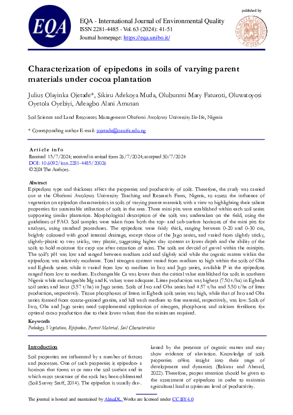 (PDF) Characterization of epipedons in soils of varying parent ...