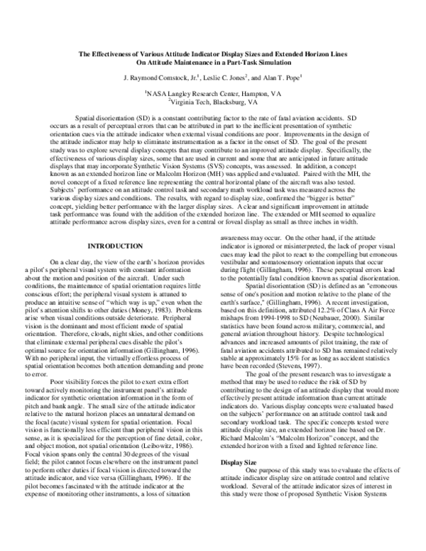 (PDF) The Effectiveness of Various Attitude Indicator Display Sizes and ...