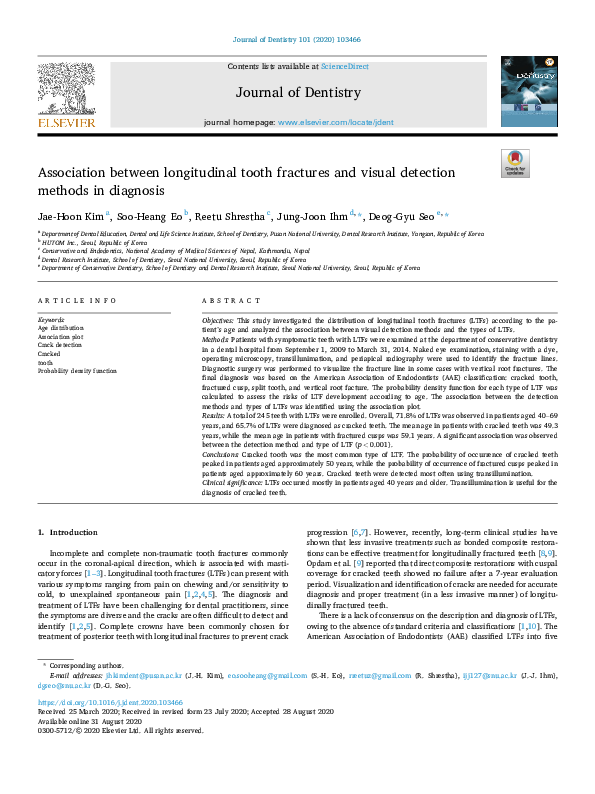 (PDF) Association between longitudinal tooth fractures and visual ...