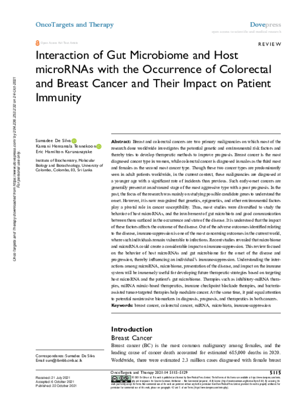 (PDF) Interaction of Gut Microbiome and Host microRNAs with the Occurrence of Colorectal and ...