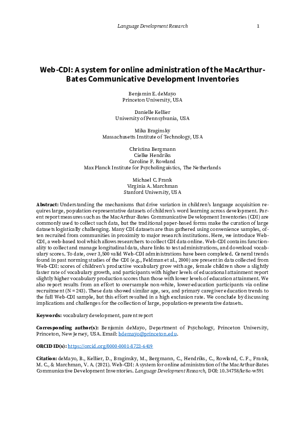 (PDF) Web-CDI: A system for online administration of the MacArthur ...