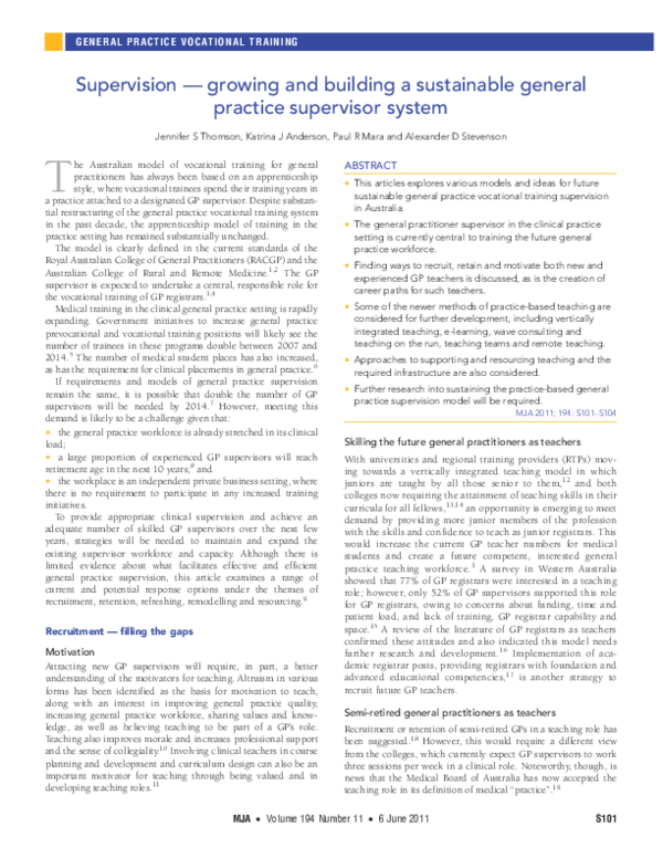 (PDF) Supervision — growing and building a sustainable general practice ...
