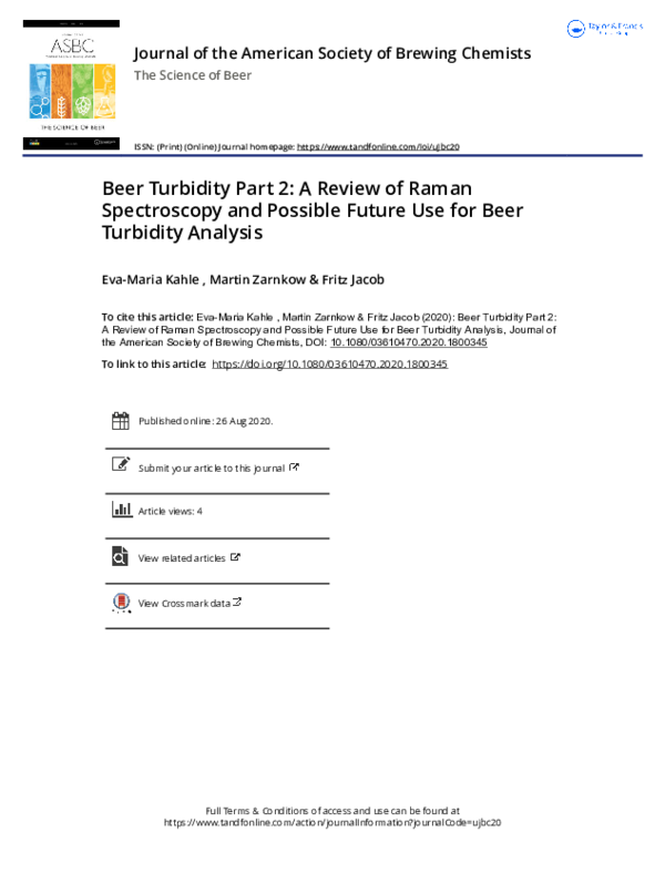 (PDF) Beer Turbidity Part 2: A Review of Raman Spectroscopy and ...