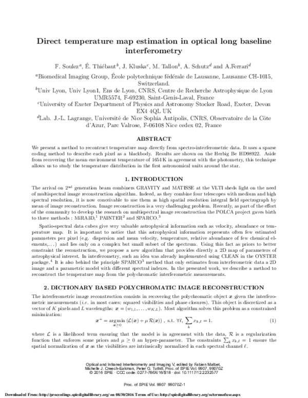 (PDF) Direct temperature map estimation in optical long baseline ...