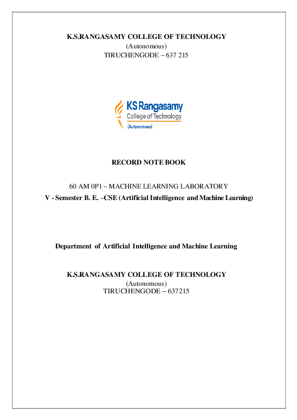 (PDF) Machine Learning Lab Manual