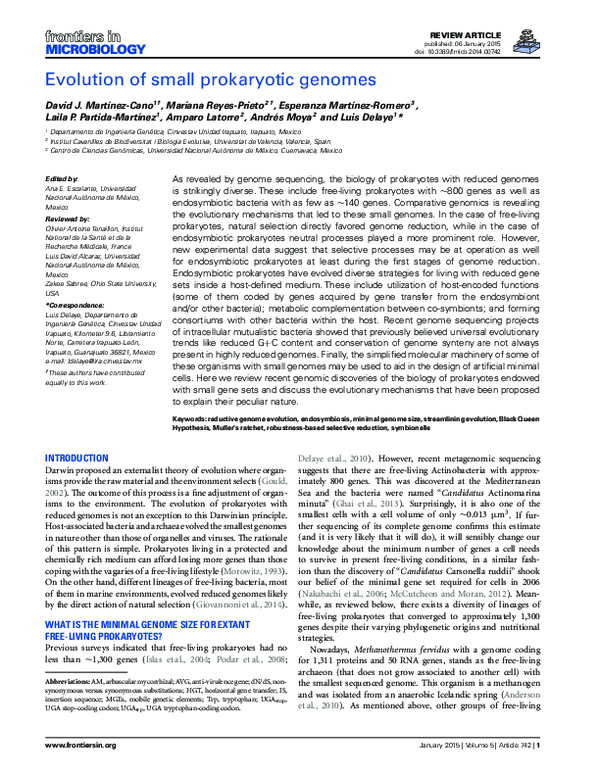 (PDF) Evolution of small prokaryotic genomes