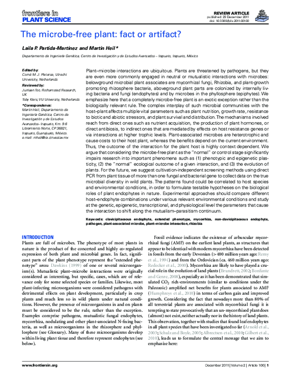 (PDF) The microbe-free plant: fact or artifact?