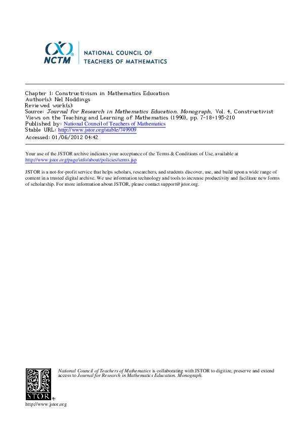 (PDF) Constructivist Views on the Teaching and Learning of Mathematics
