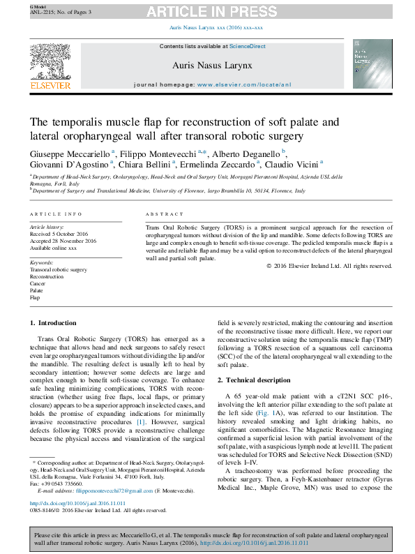 (PDF) The temporalis muscle flap for reconstruction of soft palate and ...