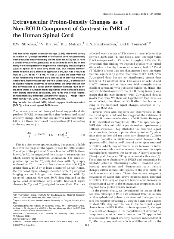 (PDF) Extravascular proton-density changes as a non-BOLD component of ...