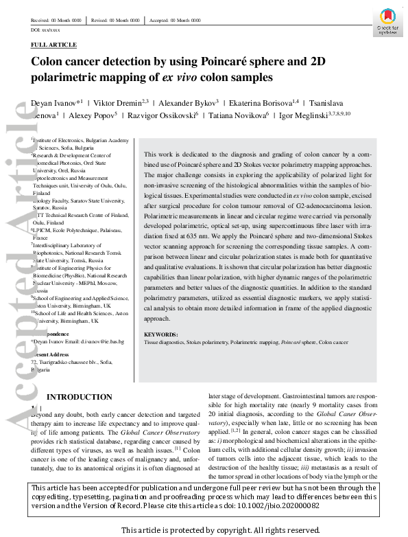 (PDF) Colon cancer detection by using Poincaré sphere and 2D ...
