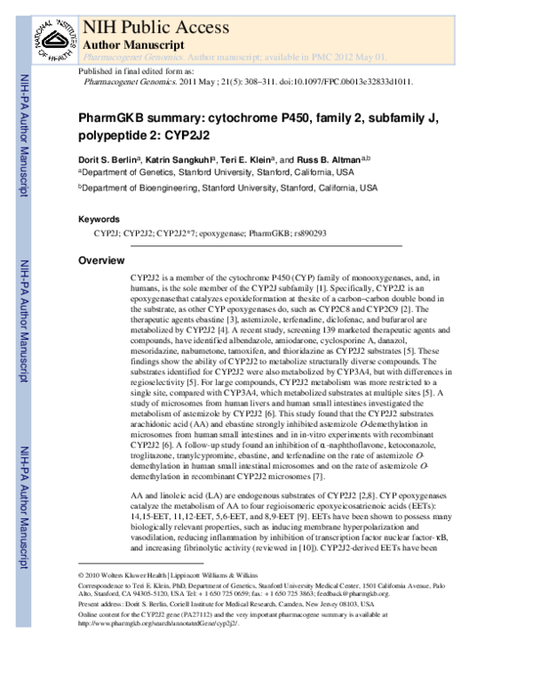 (PDF) PharmGKB summary