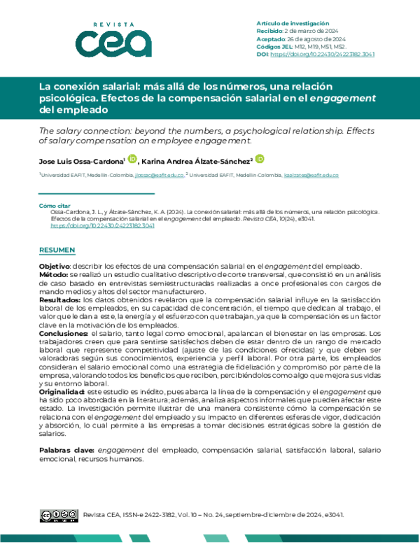 (PDF) La conexión salarial: más allá de los números, una relación psicológica. Efectos de la ...