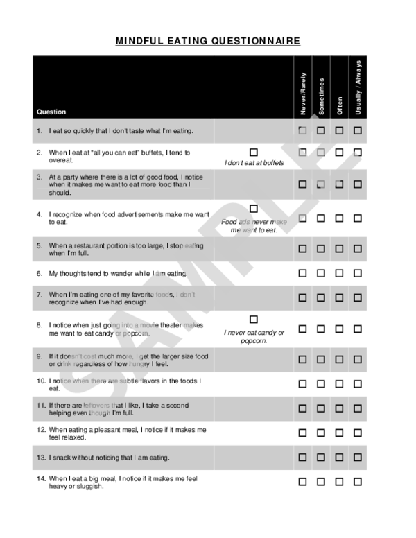 (PDF) Mindful Eating Questionnaire