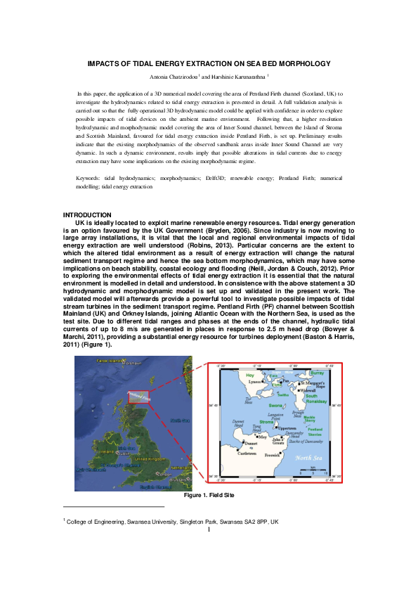 (PDF) Tidal Energy Extraction Effects on Seabed Morphology