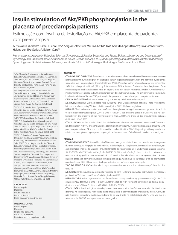 (PDF) Insulin stimulation of Akt/PKB phosphorylation in the placenta of preeclampsia patients