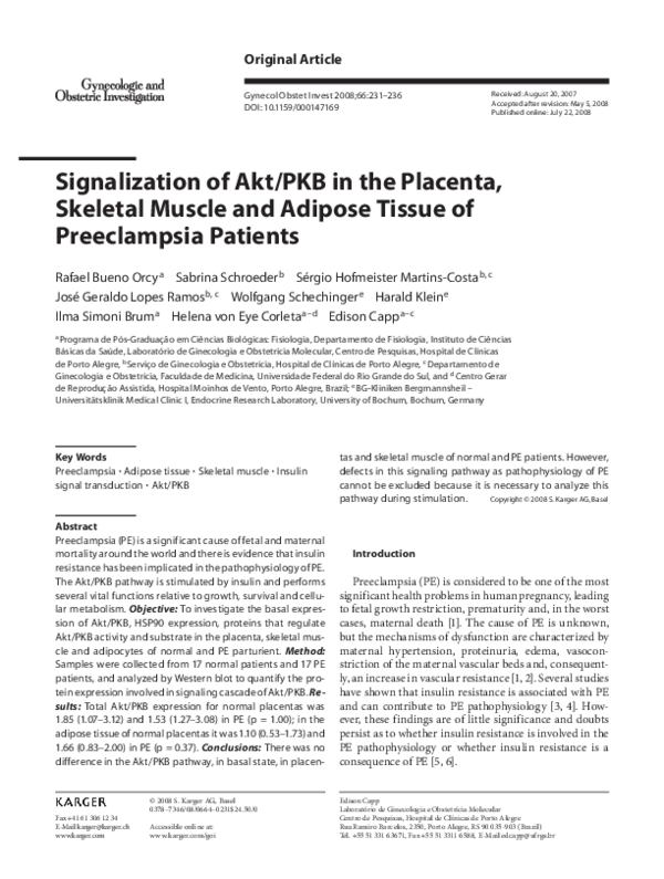 (PDF) Signalization of Akt/PKB in the Placenta, Skeletal Muscle and ...