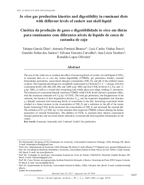 (PDF) In vitro gas production kinetics and digestibility in ruminant ...