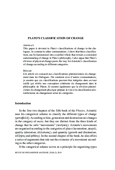 (PDF) Plato's Classification of Change