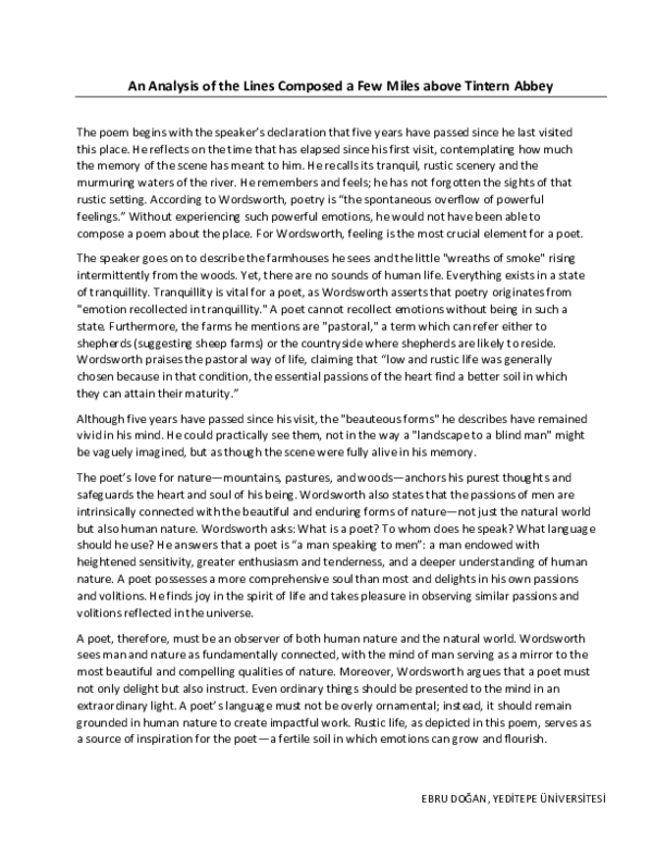(PDF) An Analysis of the Lines Composed a Few Miles above Tintern Abbey ...