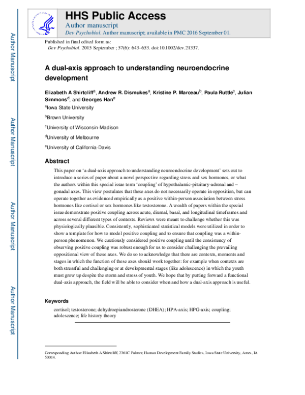 (PDF) A dual-axis approach to understanding neuroendocrine development