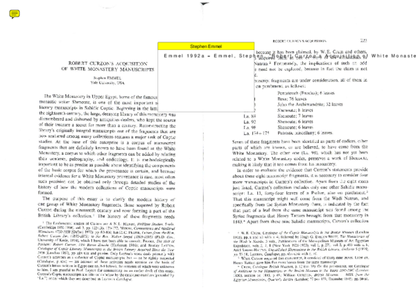 (PDF) Robert Curzon's Acquisition of White Monastery Manuscripts [1992a]