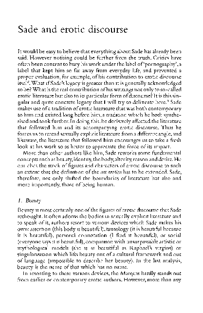 (PDF) Sade and erotic discourse