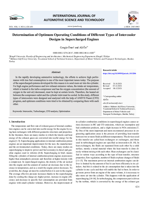 (PDF) Determination of Optimum Operating Conditions of Different Types of Intercooler Designs in ...