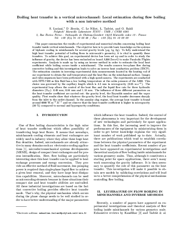 (PDF) Boiling heat transfer in a vertical microchannel: Local estimation during flow boiling ...