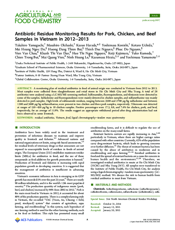 (PDF) Antibiotic Residues in Meat Samples from Vietnam